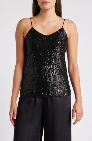 Anne Klein Sequined Camisole - Anne Black
