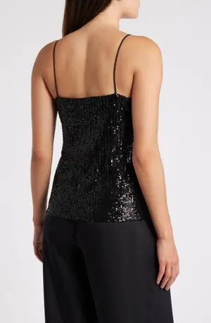 Anne Klein Sequined Camisole - Anne Black
