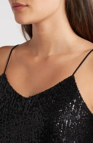 Anne Klein Sequined Camisole - Anne Black