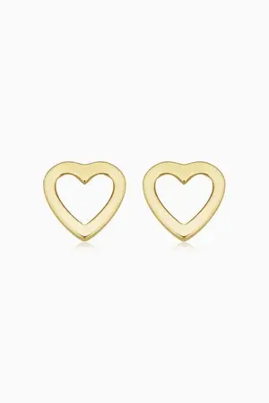 ORADINA 14k Open Heart Stud Earrings - Yellow Gold