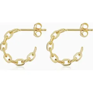 ORADINA 14k Venice Link Mini Hoop Earrings - Yellow Gold