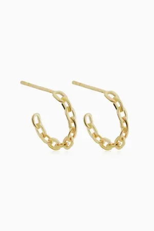 ORADINA 14k Venice Link Mini Hoop Earrings