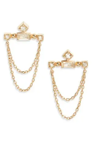 Anzie Cléo Bar Chain Drop Earrings - Yellow Gold