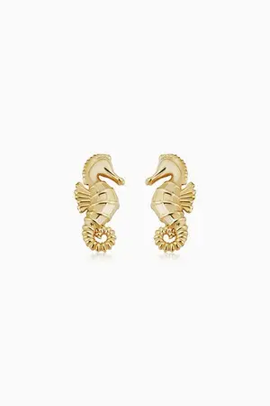ORADINA 14k Seahorse Stud Earrings - Yellow Gold