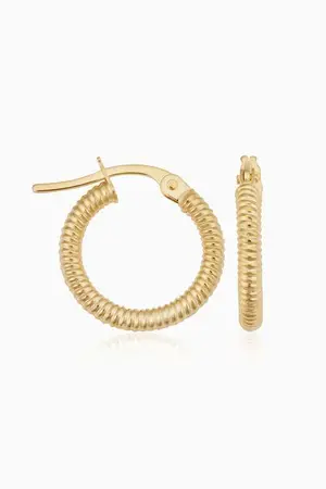 ORADINA 18k Ribbed Mini Hoop Earrings