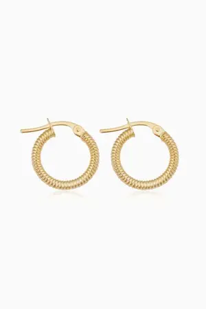 ORADINA 18k Ribbed Mini Hoop Earrings