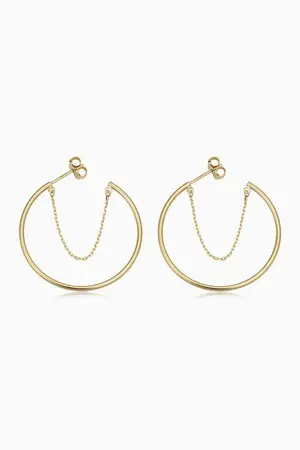 ORADINA 14k Palermo Chain Hoop Earrings