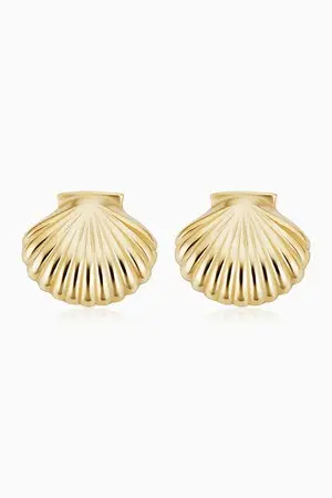 ORADINA 14k Seashell Stud Earrings - Yellow Gold