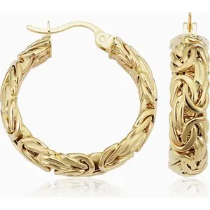 ORADINA 14k Byzantine Classic Hoop Earrings - Yellow Gold
