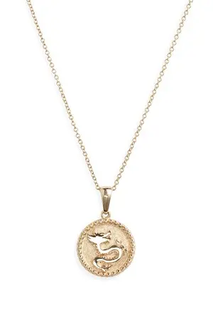 Anzie Dew Drop Dragon Pendant Necklace - Gold