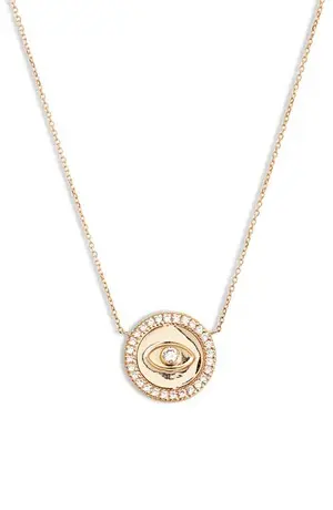 Anzie Classique Royale Evil Eye Disk Necklace - Diamond