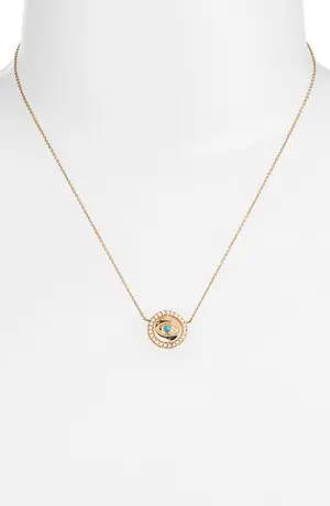 Anzie Mini Royale Evil Eye Turquoise & Diamond Necklace