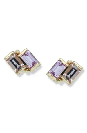 Anzie Cléo Deux Carré Stud Earrings - Pink
