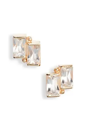 Anzie Cléo Deux Carré Stud Earrings - Yellow Gold/diamond