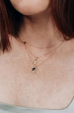 Anzie Yellow Gold Diamond And Topaz Love Letter Clover Pendant Necklace