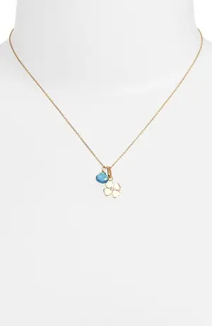 Anzie Yellow Gold Diamond And Topaz Love Letter Clover Pendant Necklace