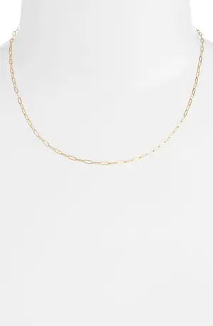 Anzie Mini Paper Clip 14k Chain Necklace - Gold