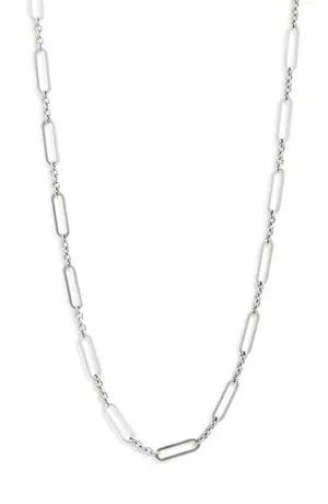 Anzie Mini Paper Clip 14k Chain Necklace - White