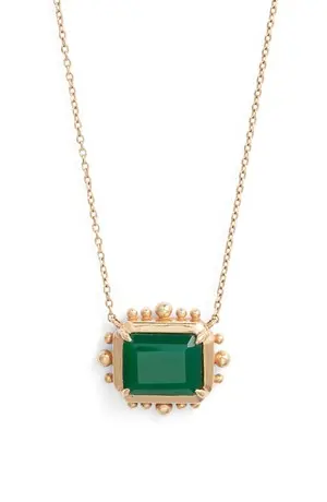 Anzie Dew Drop Carré Marine Pendant - Dark Green