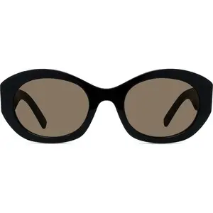 Givenchy 4g Oval Sunglasses - Shiny Black / Brown