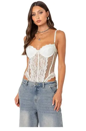EDIKTED Cabaret Lace Bodysuit