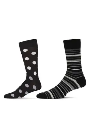 MEMOI Assorted 2-pack Crew Socks - Black-black
