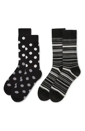 MEMOI Assorted 2-pack Crew Socks - Black-black