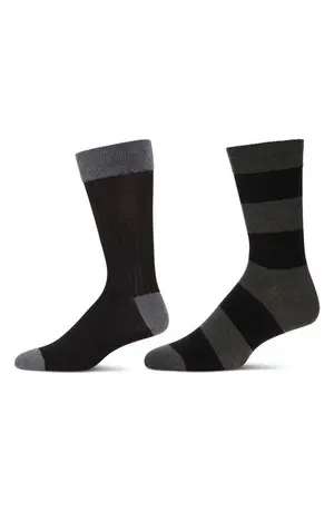 MEMOI MeMoi Assorted 2-Pack Crew Socks Gray-black
