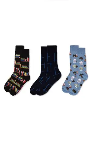 MEMOI Professions Assorted 3-pack Crew Socks