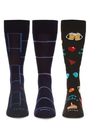 MEMOI Happy Birthday Crew Socks 3-pack