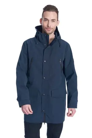 ALPINE NORTH Weather-resistant Storm Jacket With Drawstring Hood - Navy