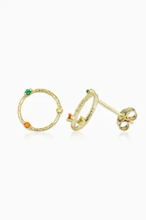ORADINA 14k Multi Stone Stud Earrings
