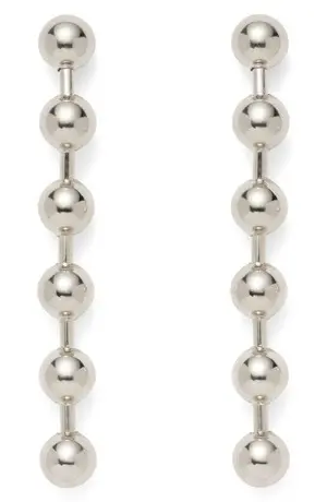 Lady Grey Ball Chain Linear Drop Earrings - Silver
