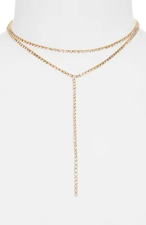 Bp. Rhinestone Layered Y-necklace - Gold