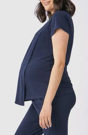 ANGEL MATERNITY Petal Nursing Top - Navy