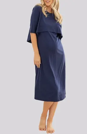 ANGEL MATERNITY Nursing Midi Dress