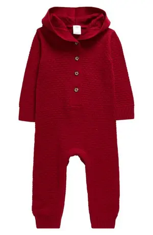 Nordstrom Hooded Pointelle Romper Red Rio