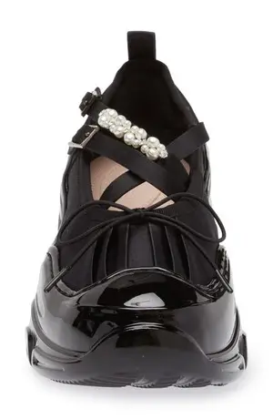 Simone Rocha Crisscross Strap Tracker Sneakers - Black/clear/pearl