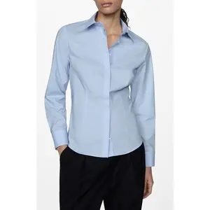 Mango Fitted Button-up Shirt - Sky Blue
