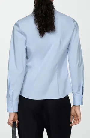 Mango Fitted Button-up Shirt - Sky Blue