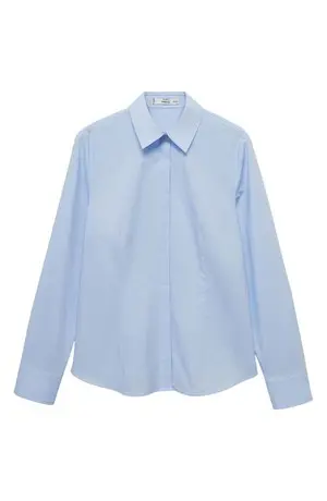 Mango Fitted Button-up Shirt - Sky Blue