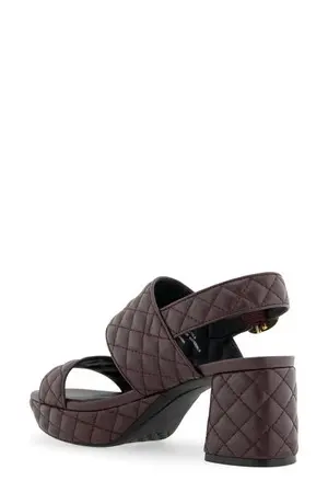 Aerosoles Quilted Platform Sandals - Deep Aubergine Leather