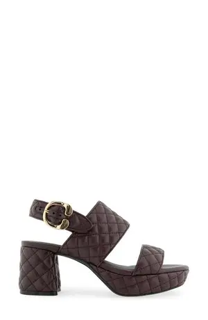 Aerosoles Quilted Platform Sandals - Deep Aubergine Leather