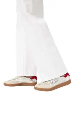 ALLSAINTS Thelma Metallic Sneakers - Silver/red