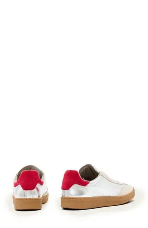 ALLSAINTS Thelma Metallic Sneakers - Silver/red
