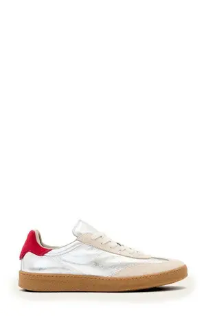 ALLSAINTS Thelma Metallic Sneakers - Silver/red