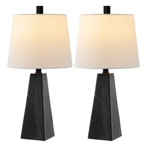 JONATHAN Y Owen Contemporary Resin Led Table Lamp - Black Marble Finish- Set Of 2