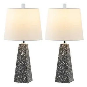 JONATHAN Y Owen Contemporary Resin Led Table Lamp - Dark Gray Terrazzo