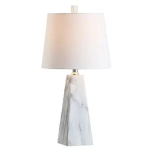 JONATHAN Y Owen Contemporary Resin Led Table Lamp - White Marble Finish