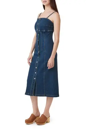 Habitual Button-up Denim Midi Dress